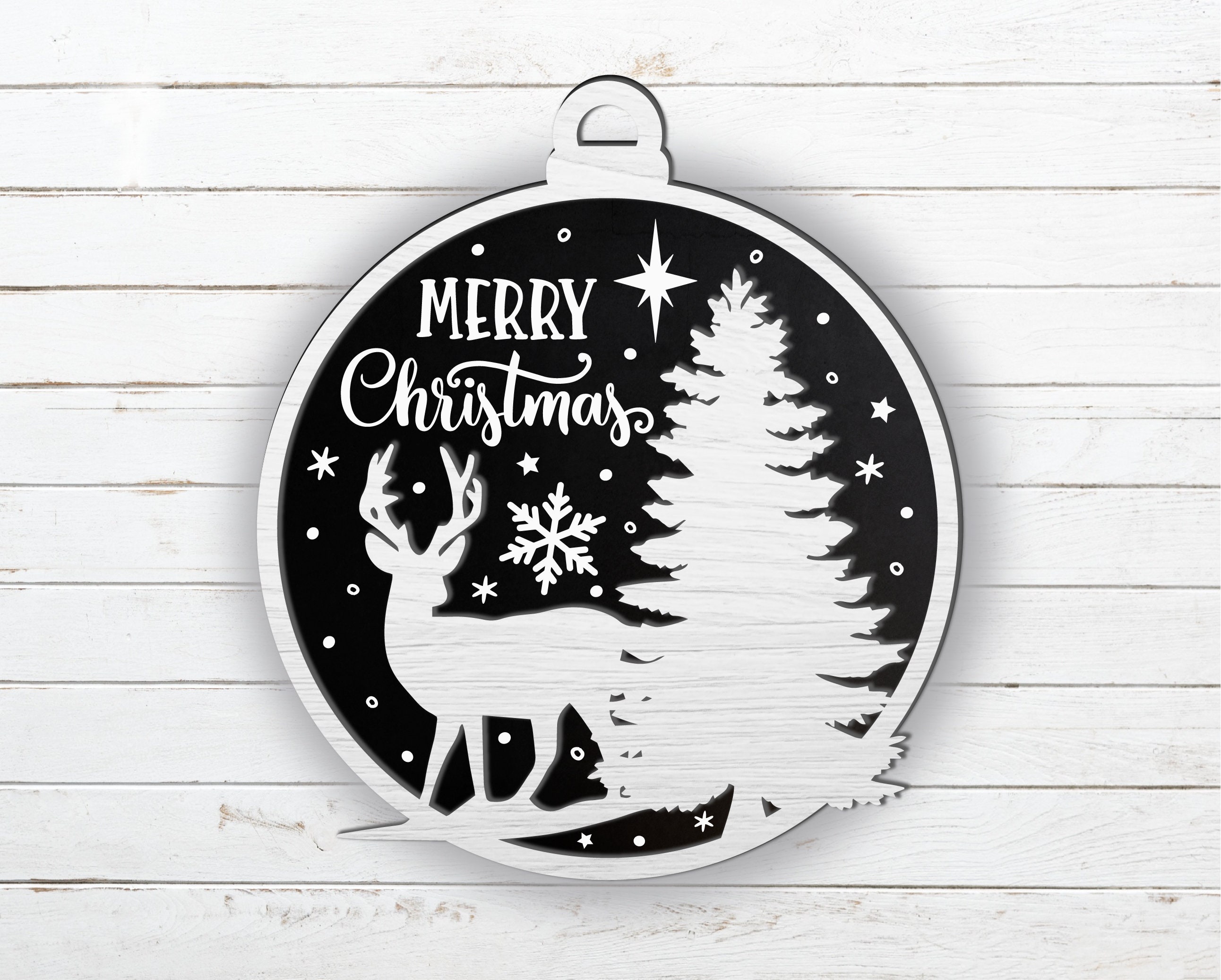 Hunting Christmas Ornament SVG Glowforge Deer Laser Cut File - Etsy