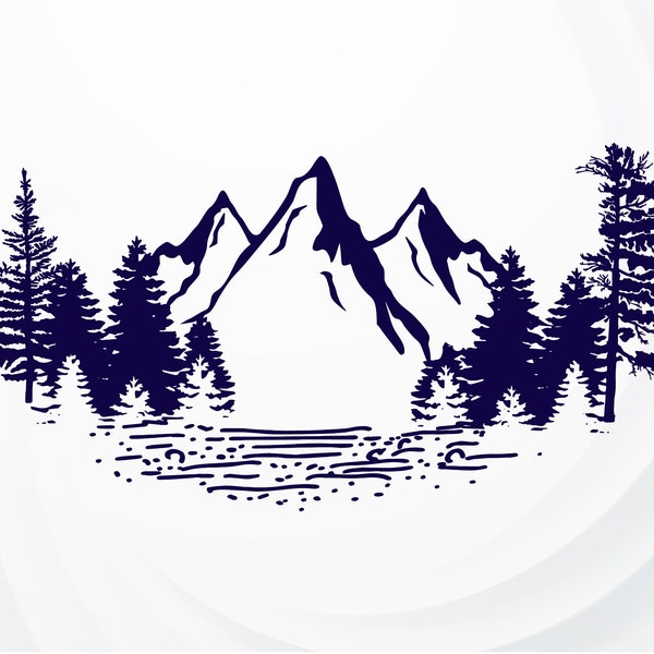 Mountains With Trees Svg - Etsy