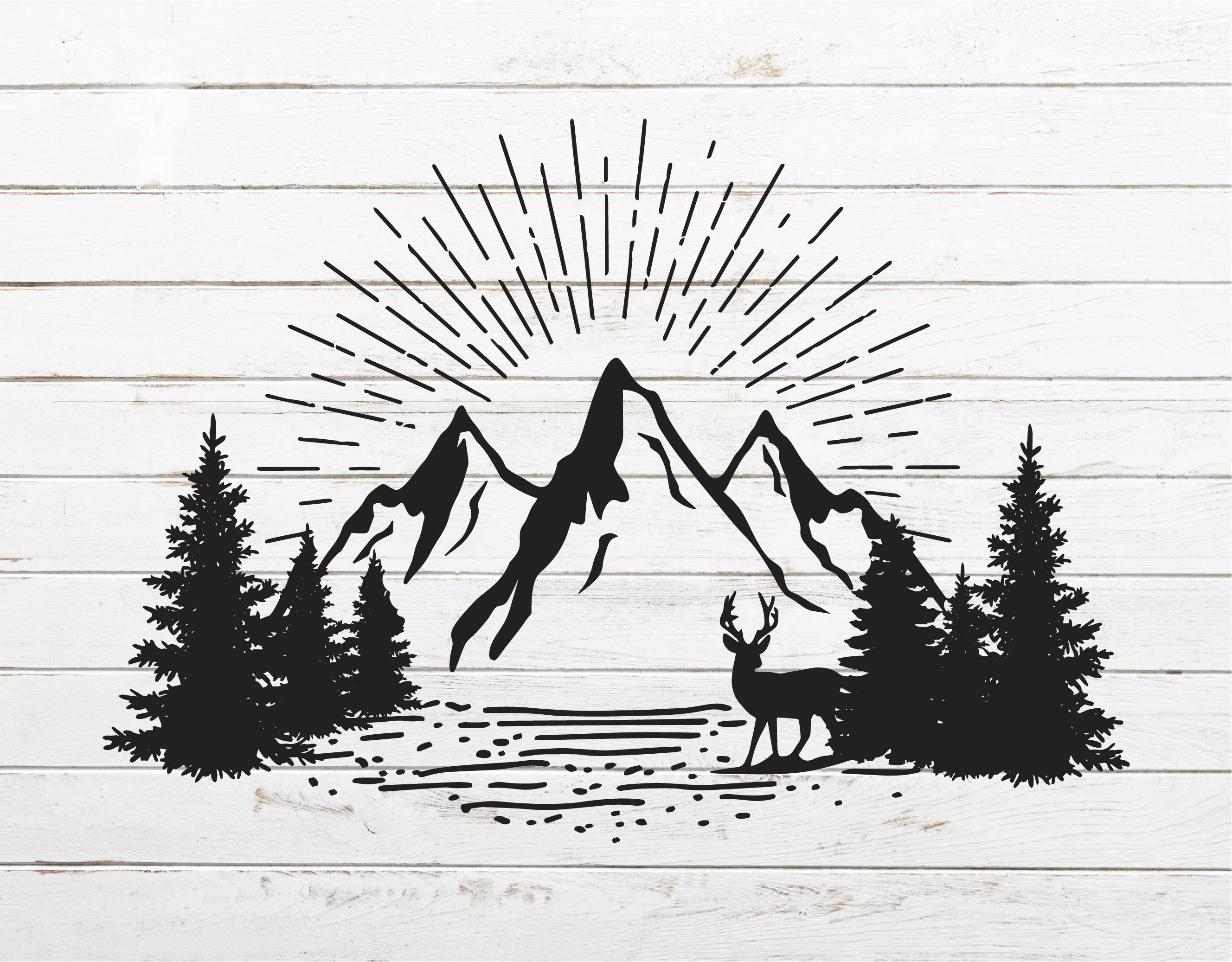 Mountain SVG Landscape SVG Mountains Deer Svg Nature SVG | Etsy