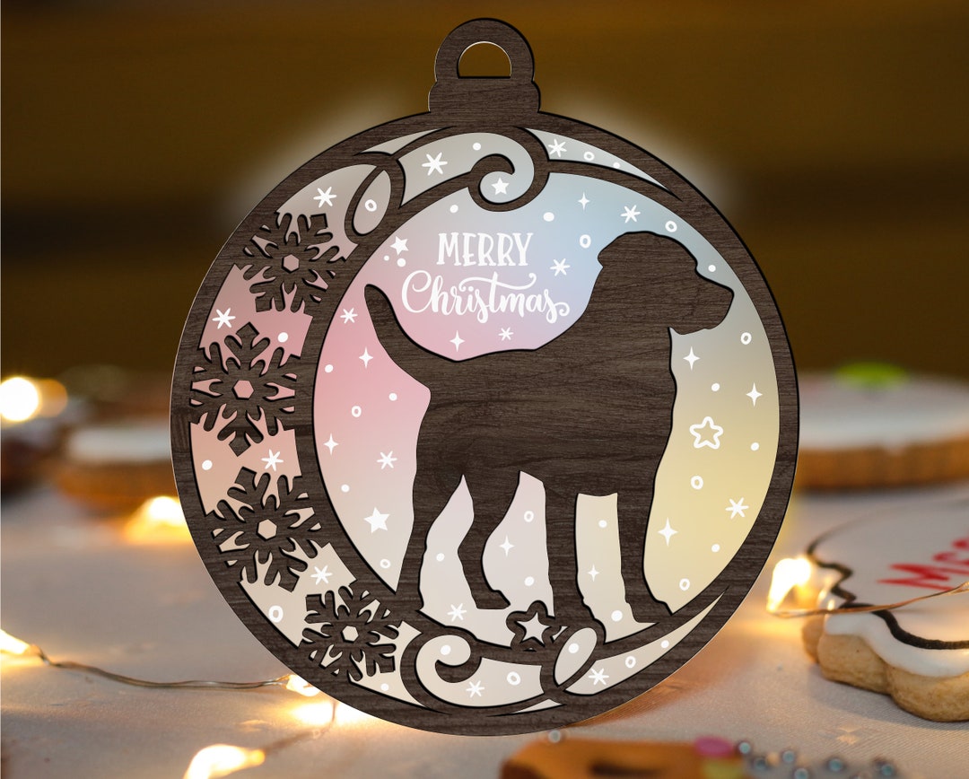 Labrador Dog Christmas Ornament SVG Glowforge, Merry Christmaslaser Cut ...