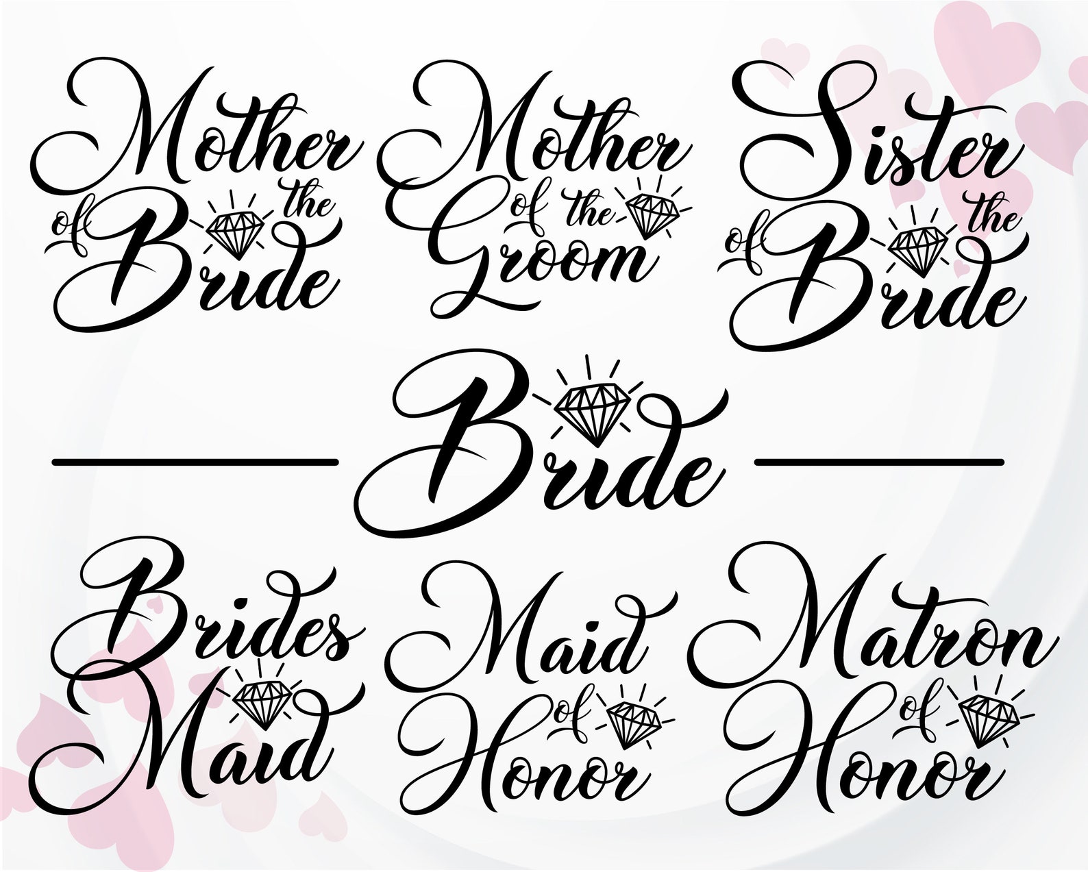 Bride SVG Groom SVG Bridesmaid Svg Bundle for Shirt Matron - Etsy