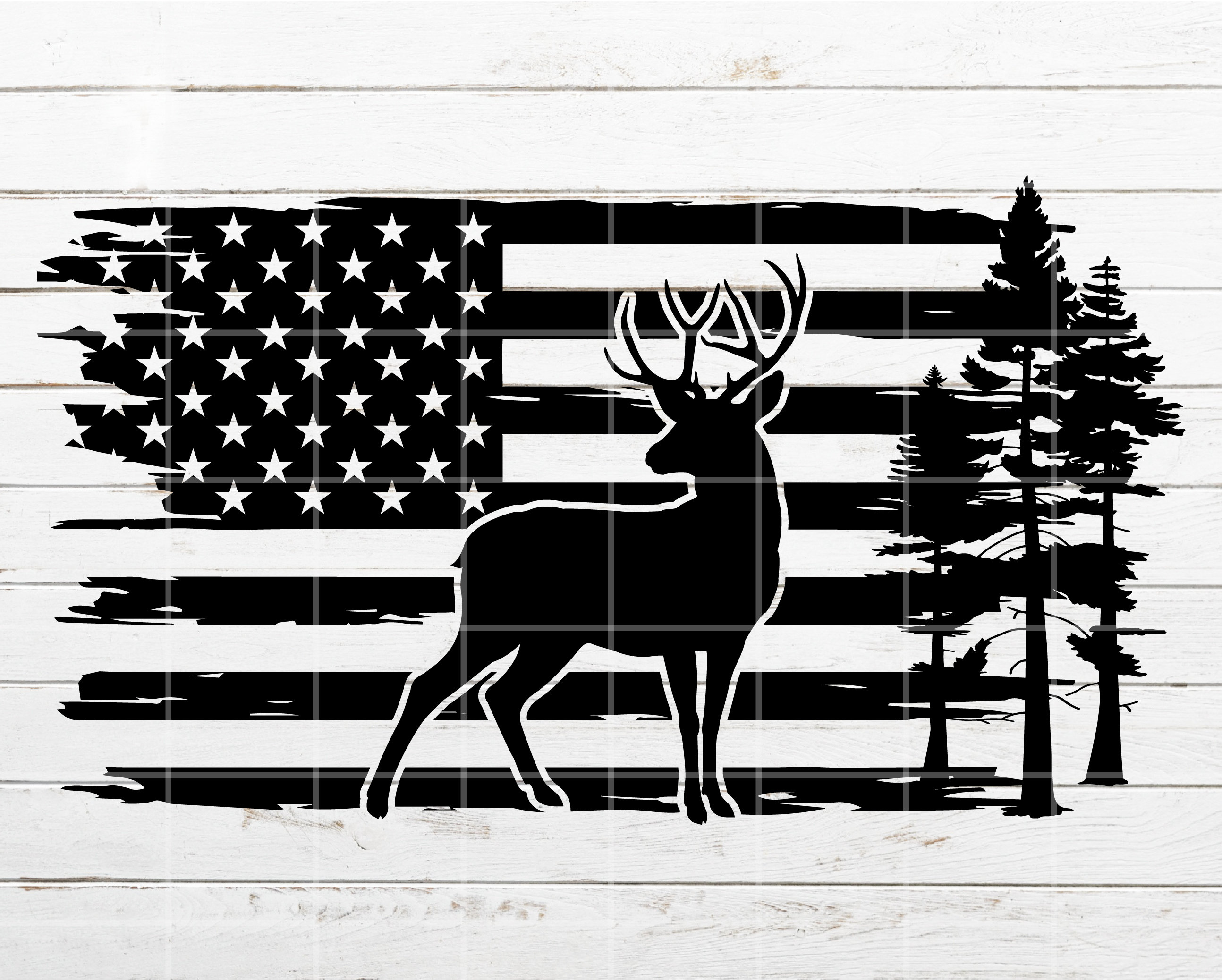Deer SVG, Flag SVG, Tree SVG, Hunting Svg, American Distressed Flag Svg ...