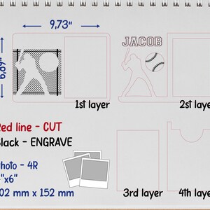 Baseball Picture Frame Glowforge SVG Laser Cut File, Sport SVG, Custom ...