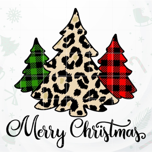 Merry Christmas SVG Buffalo Plaid SVG Fuzzy Leopard SVG - Etsy