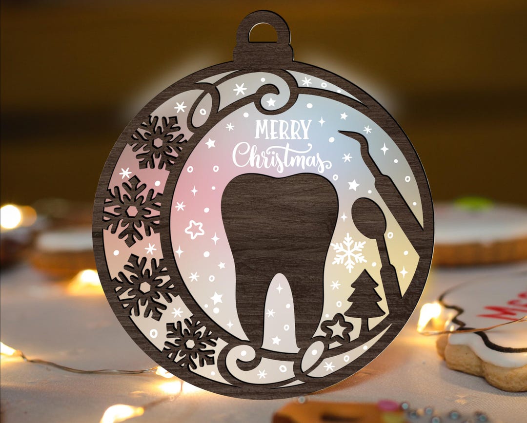 Dentist Christmas Ornament SVG Glowforge, Tooth Laser Cut File, Medical ...