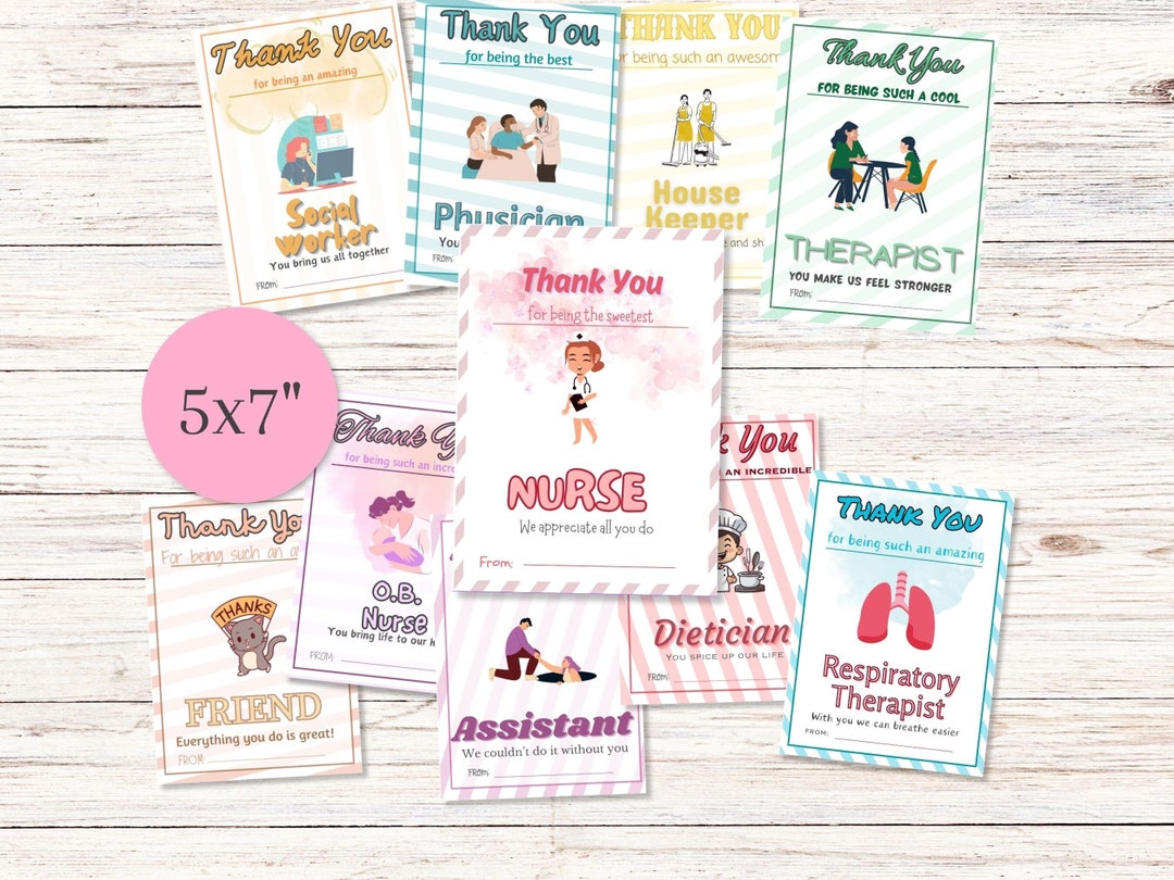 Bundle of 10 Printable Gift Card Holder, Nurse Appreciation, Healthcare ...