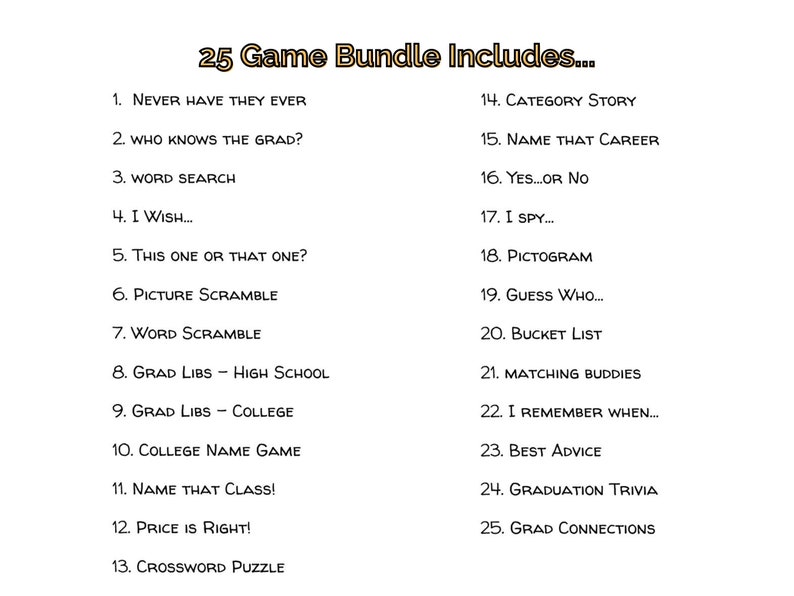 Graduation Party Games Graduation Bundle 25, Printable Games, Party ...