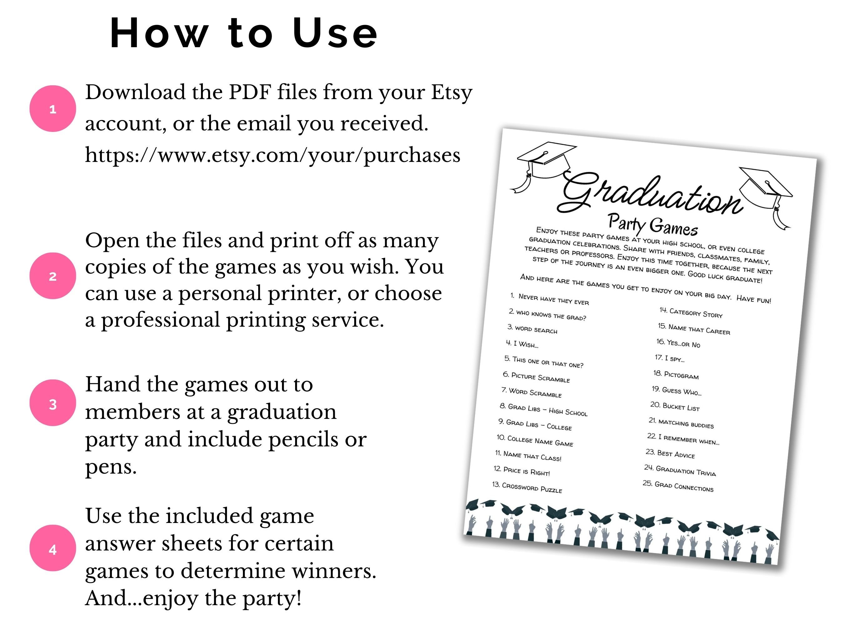 Graduation Party Games Graduation Bundle 25, Printable Games, Party ...