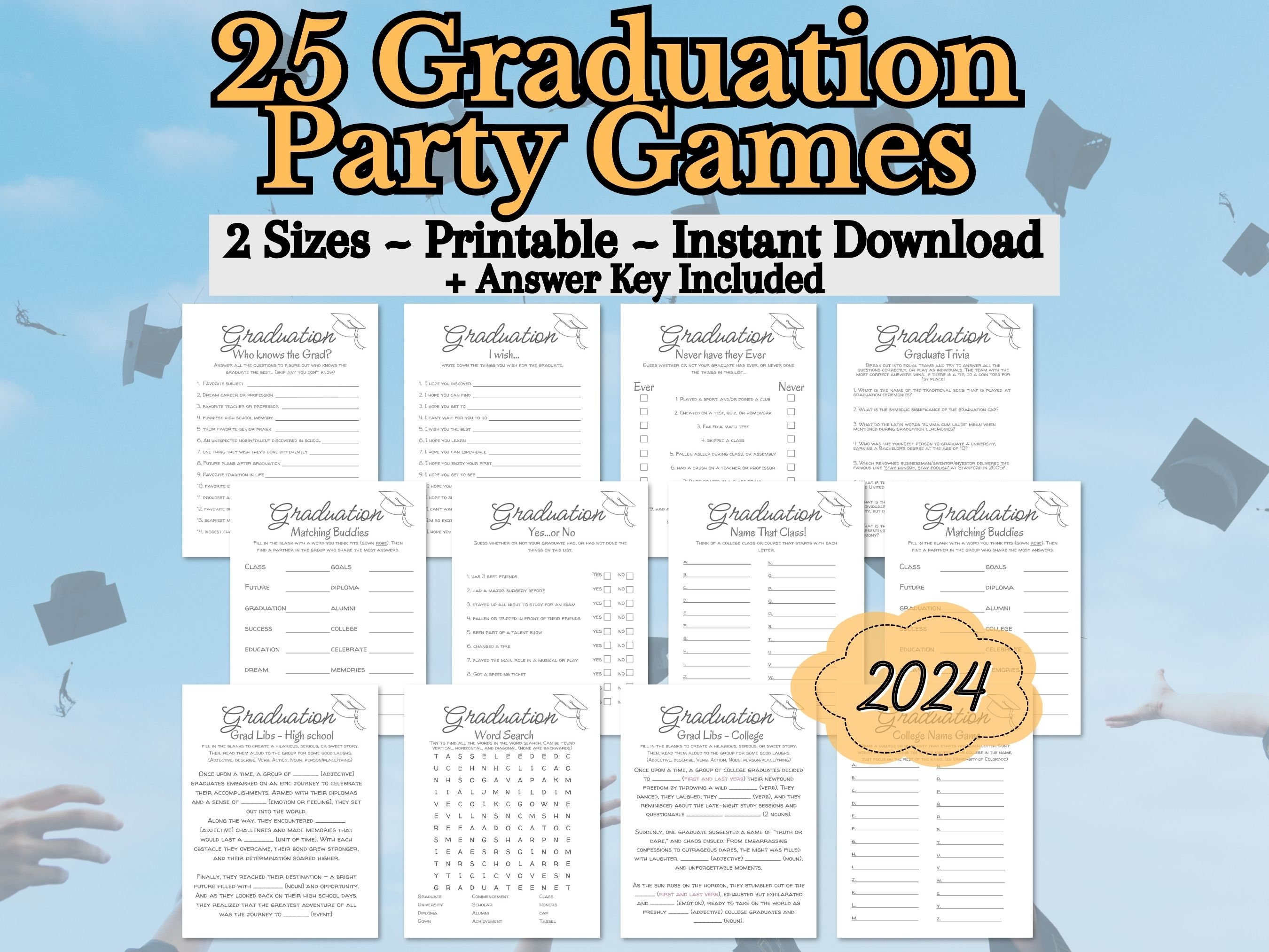 Graduation Party Games Graduation Bundle 25, Printable Games, Party ...