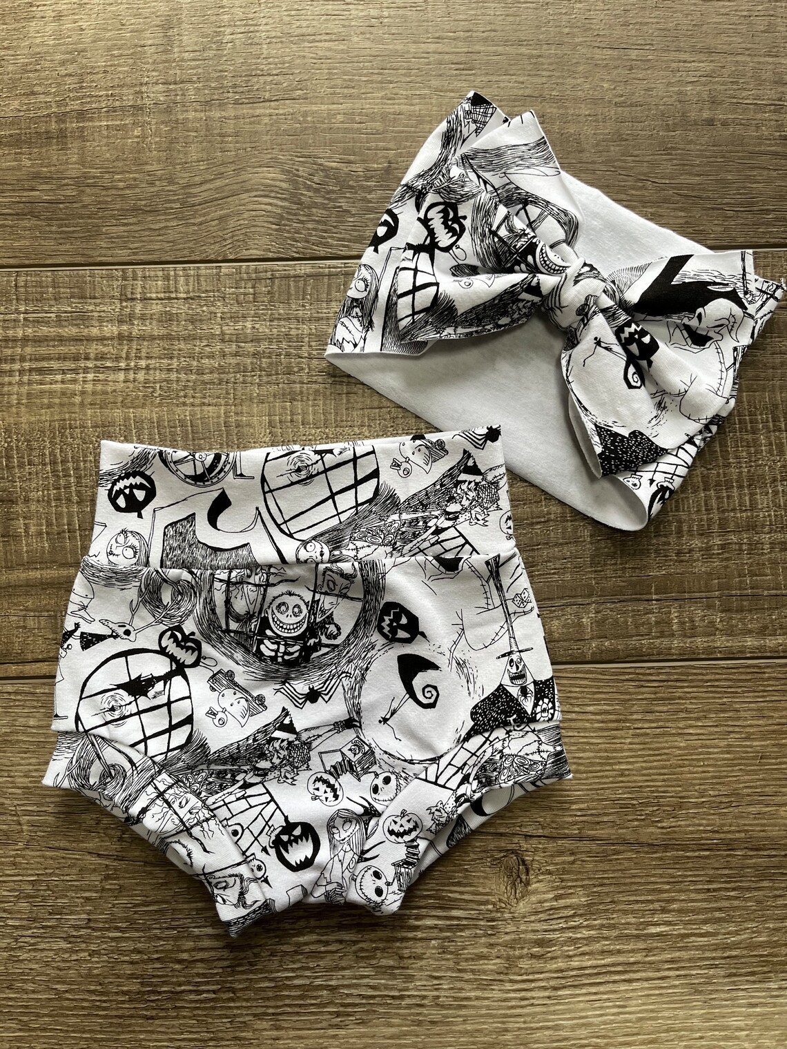 Girls Nightmare Bummies Jack Sally Christmas Shorties Halloween ...