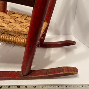 Vintage Farmhouse Red Wicker Kids Wood Rocking Chair 19" Tall and 18 ...