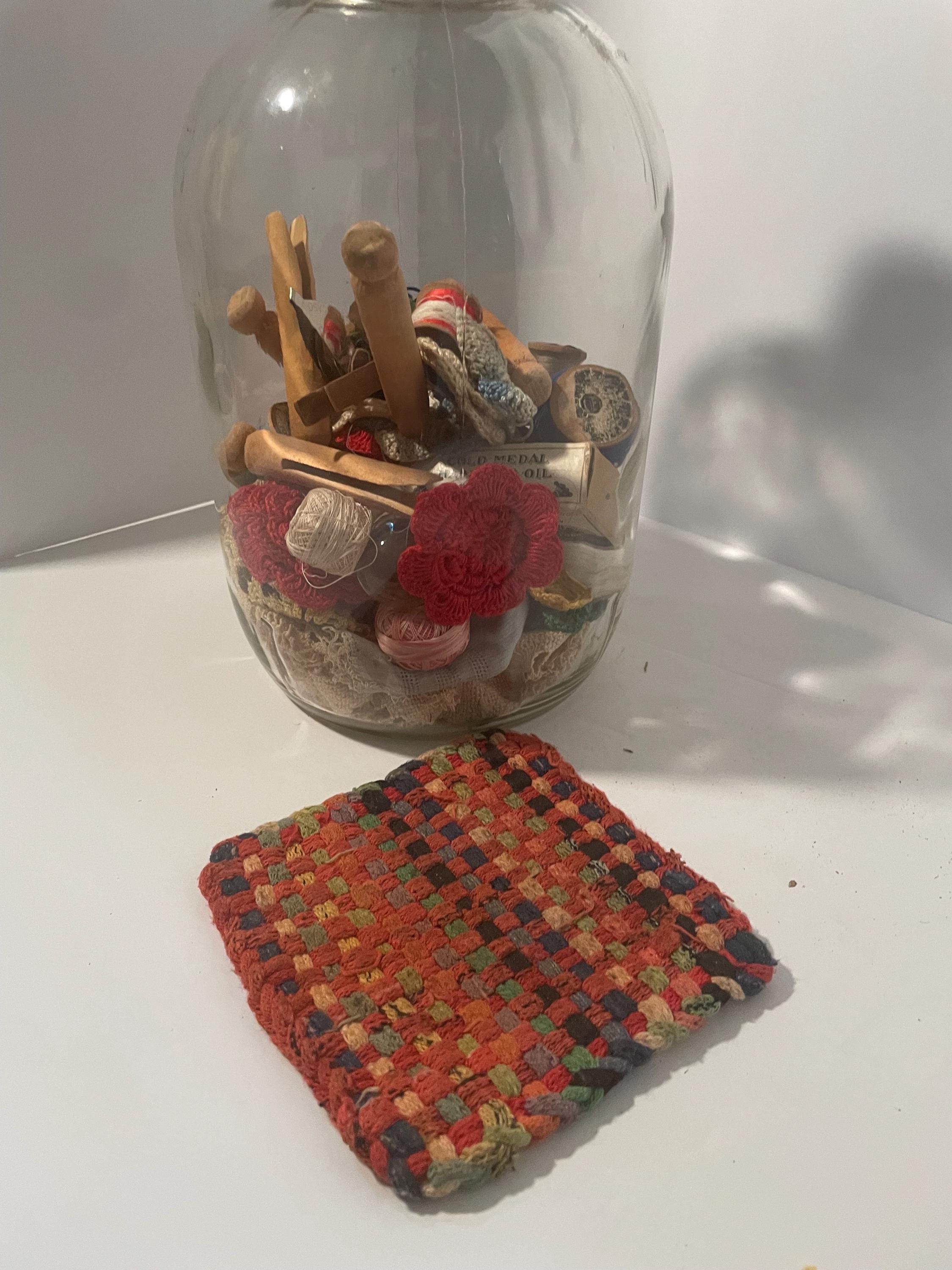 Grandmas Large Junk Jar Doilies Wood Spools Wood Clothes Pins - Etsy