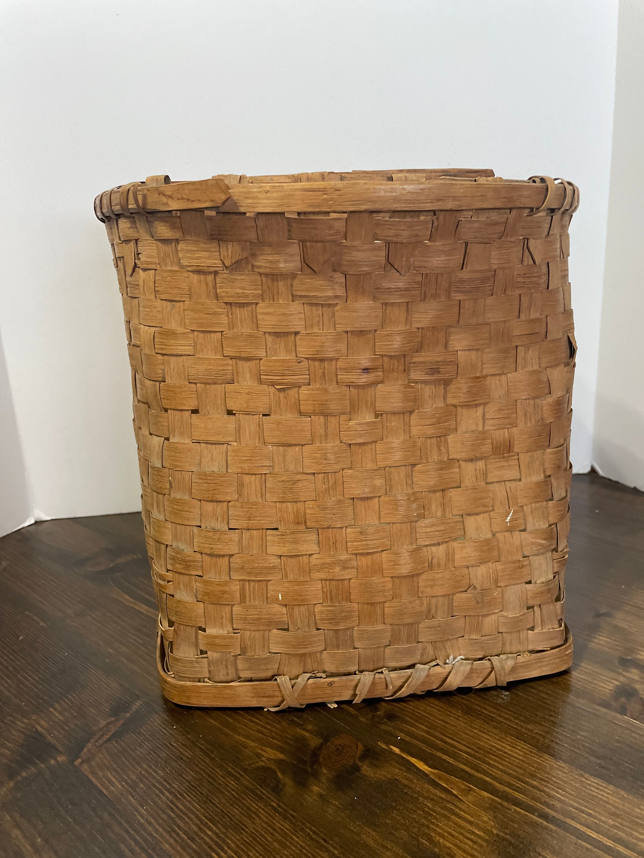 Vintage Oak Split Basket, Storage Basket, Hand Woven Basket, - Etsy