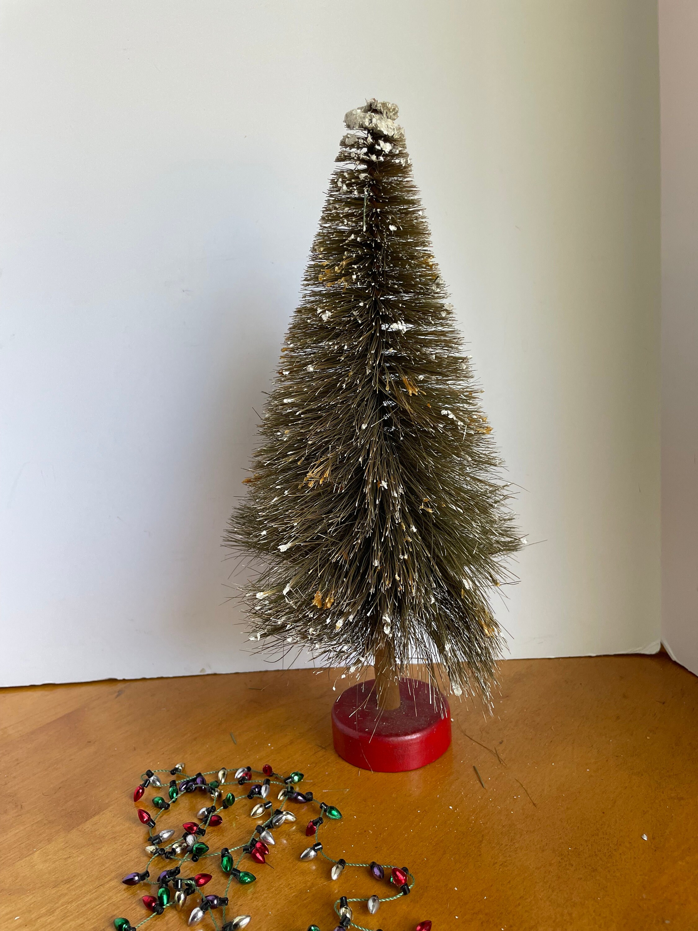 Antique 12 Inch Bottle Brush Tree With Plastic Lights - Etsy