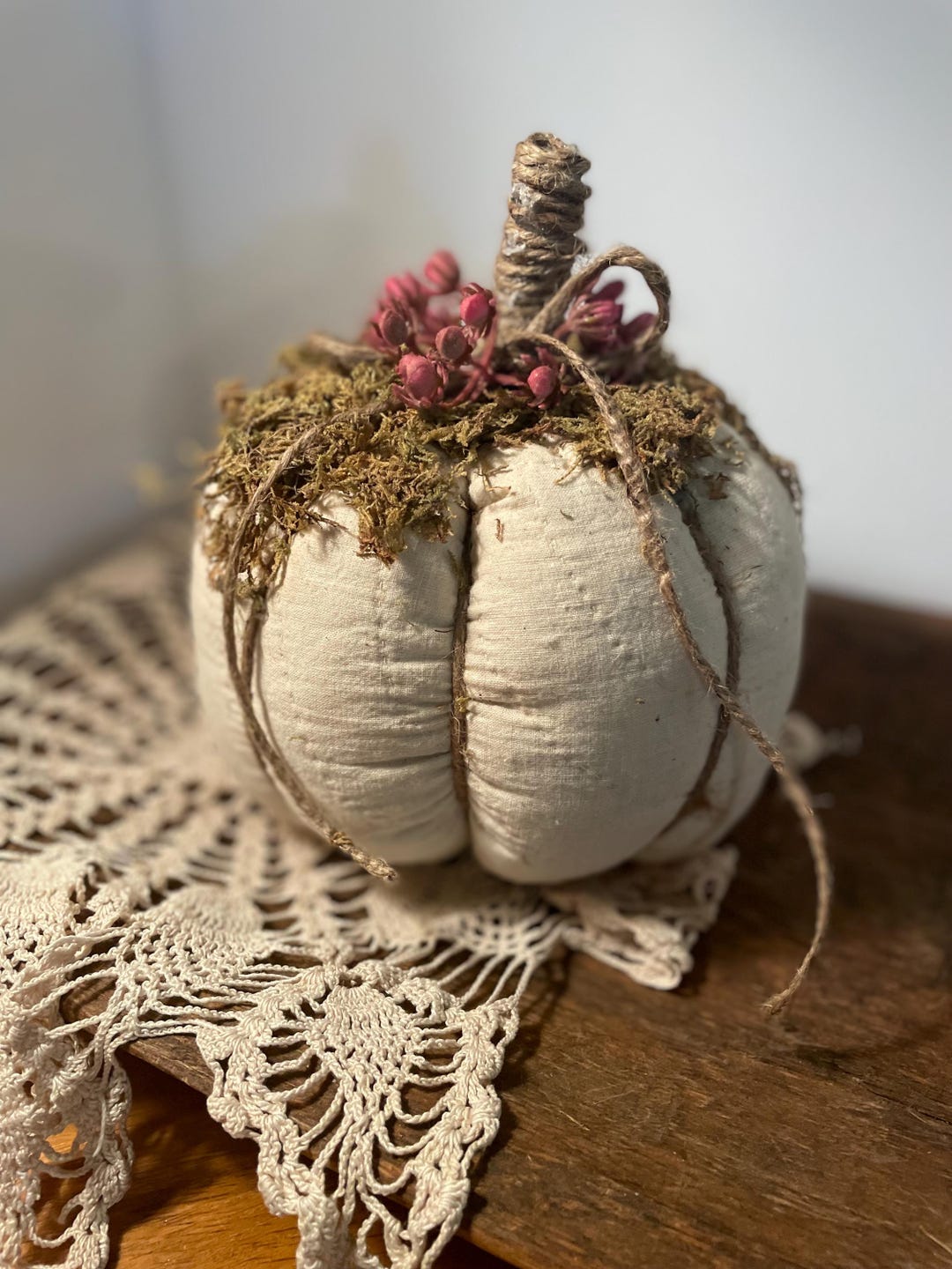 Antique Quilt Handmade Pumpkin Centerpiece Fall Decor Cottage Farmhouse ...