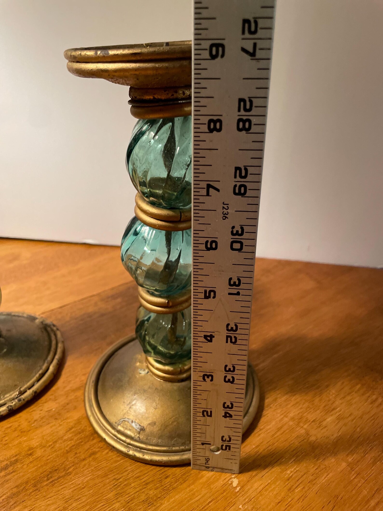 Gorgeous Set of Candlesticks From India With Blue Glass With a Brass ...