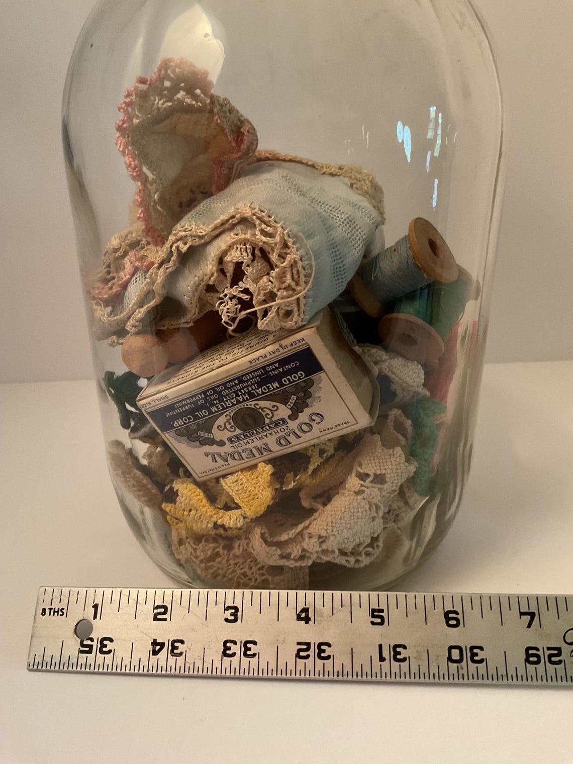 Grandmas Large Junk Jar Doilies Wood Spools Wood Clothes Pins - Etsy