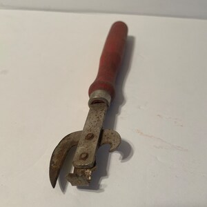 Vintage Red Handle Bottle and Can Opener USA Farmhouse Kitchen Utensil ...