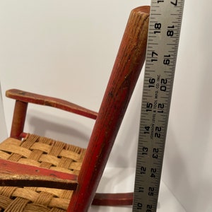 Vintage Farmhouse Red Wicker Kids Wood Rocking Chair 19" Tall and 18 ...