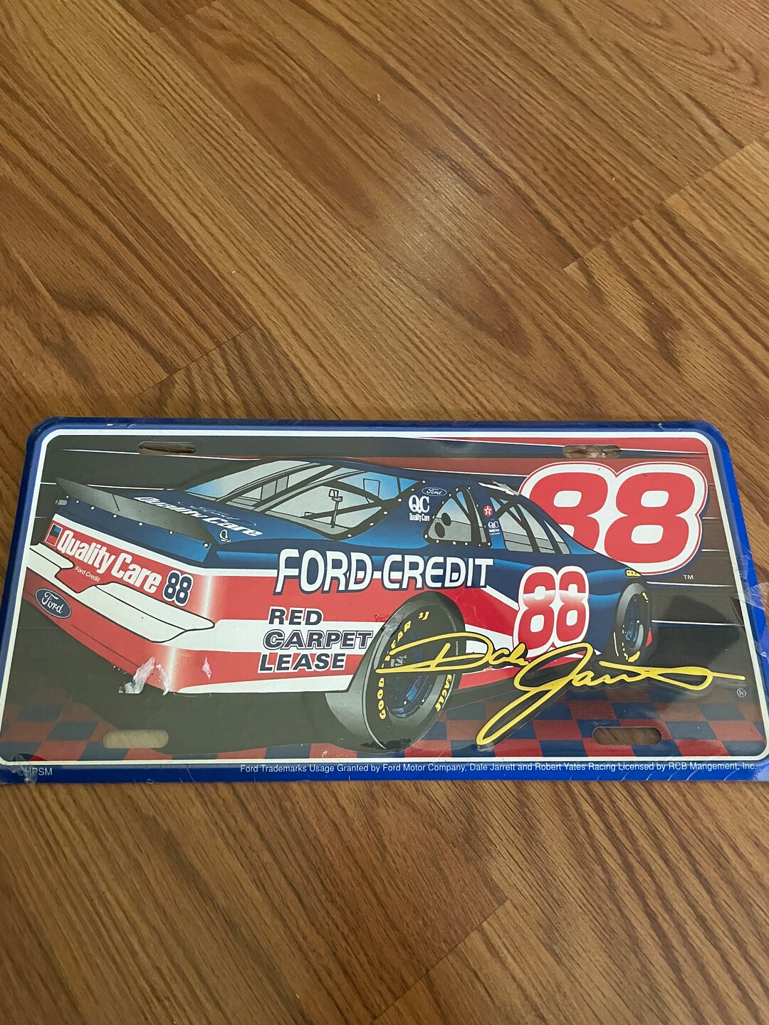Vintage NIP Dale Jarrett Ford Credit 88 NASCAR, Metal License Plate ...