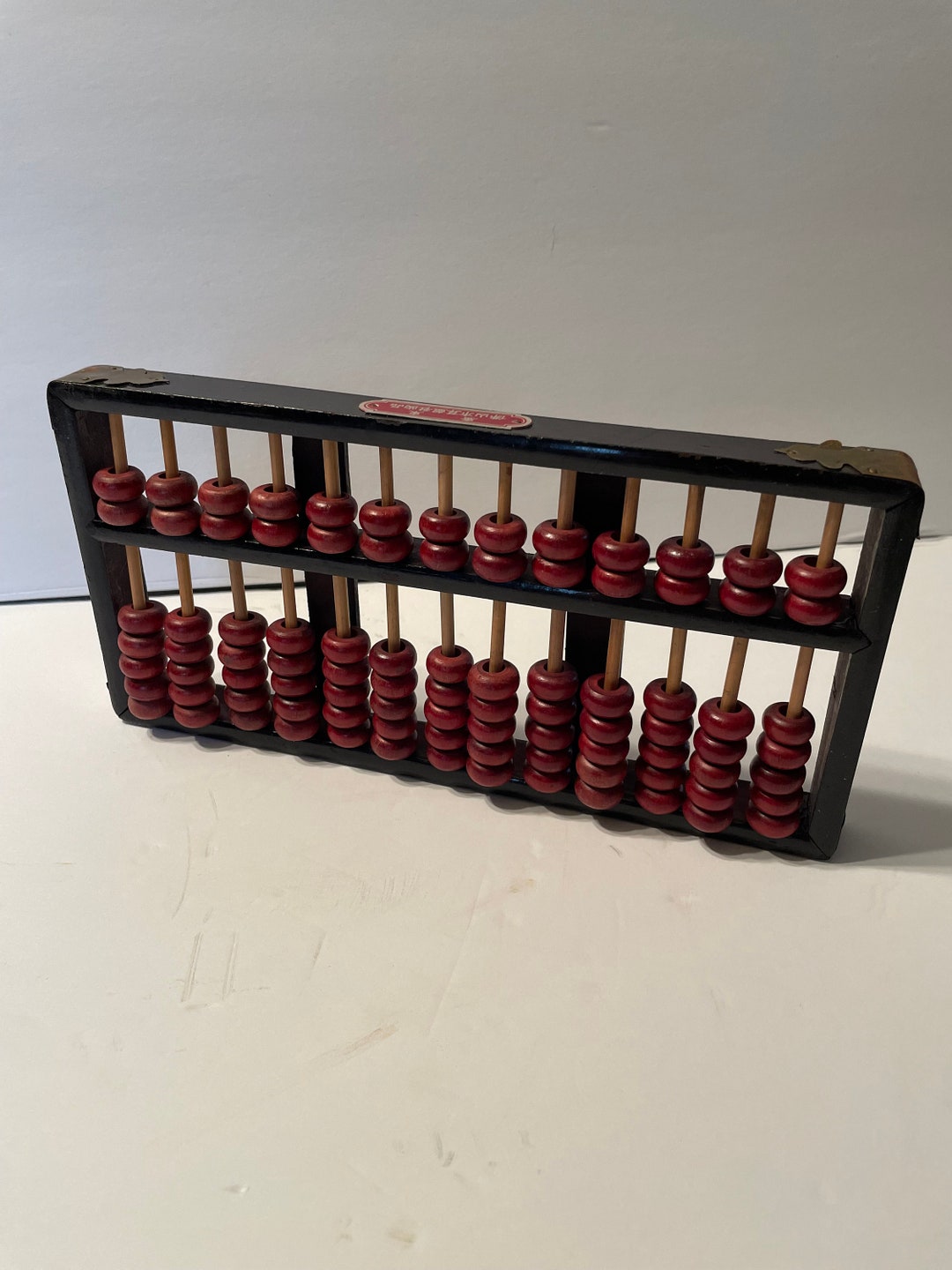 Vintage Chinese Abacus Wood Frame and Beads With Brass Hardware 13 Rows ...