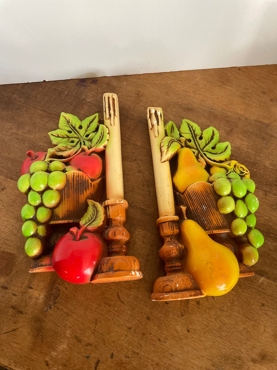 Vintage 1983 Miller Studio Chalkware Wall Decor Candles and Fruit Retro ...