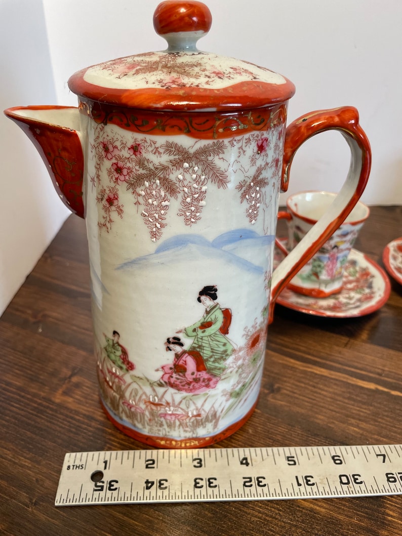 Antique Porcelain Chocolate Pot, Geisha Scene, Handpainted, Japan ...