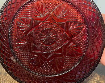 Red Luminarc Plate - Etsy