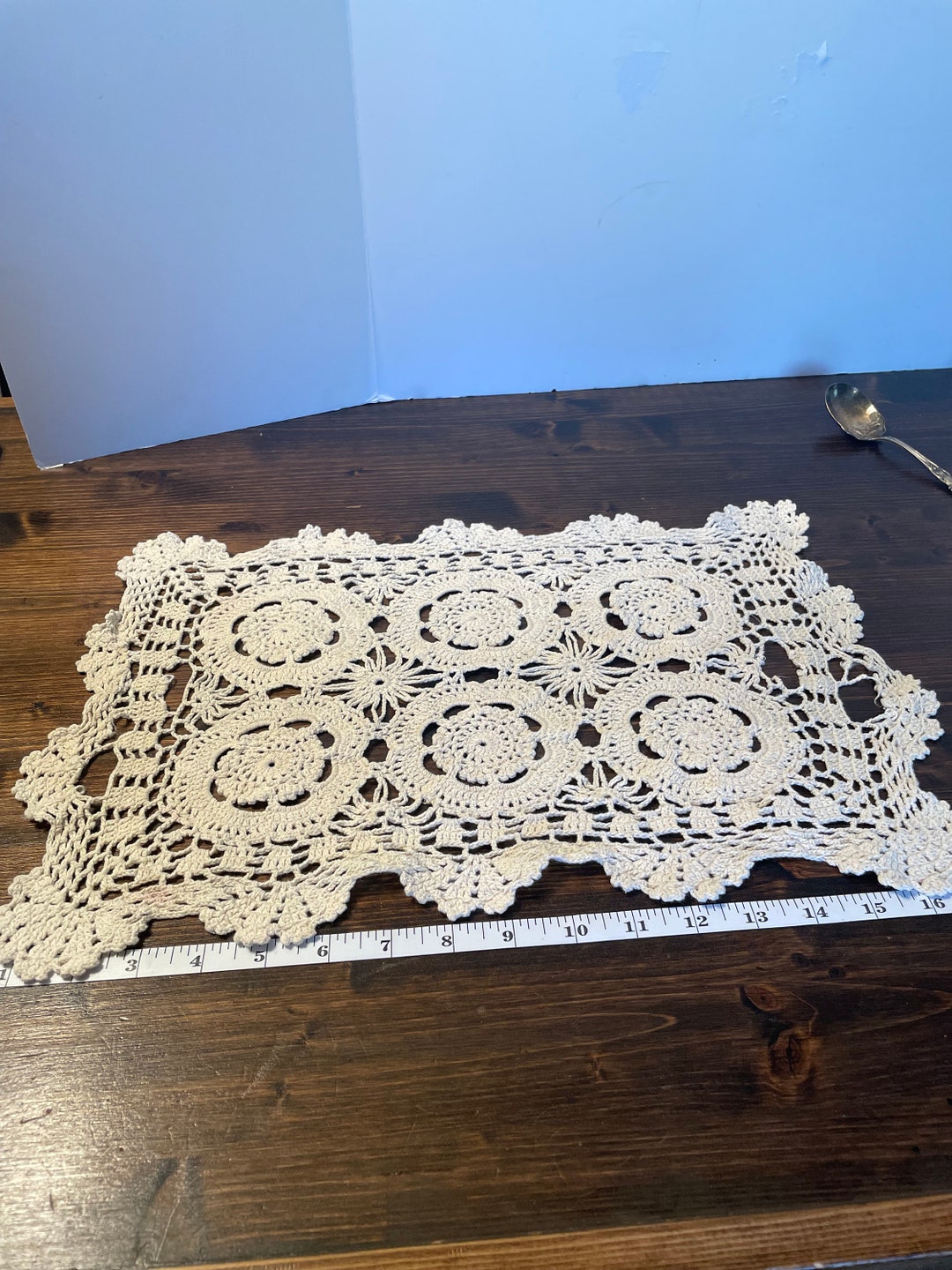 Vintage Handmade Crocheted Scarf Table Scarf Dresser Scarf Farmhouse ...