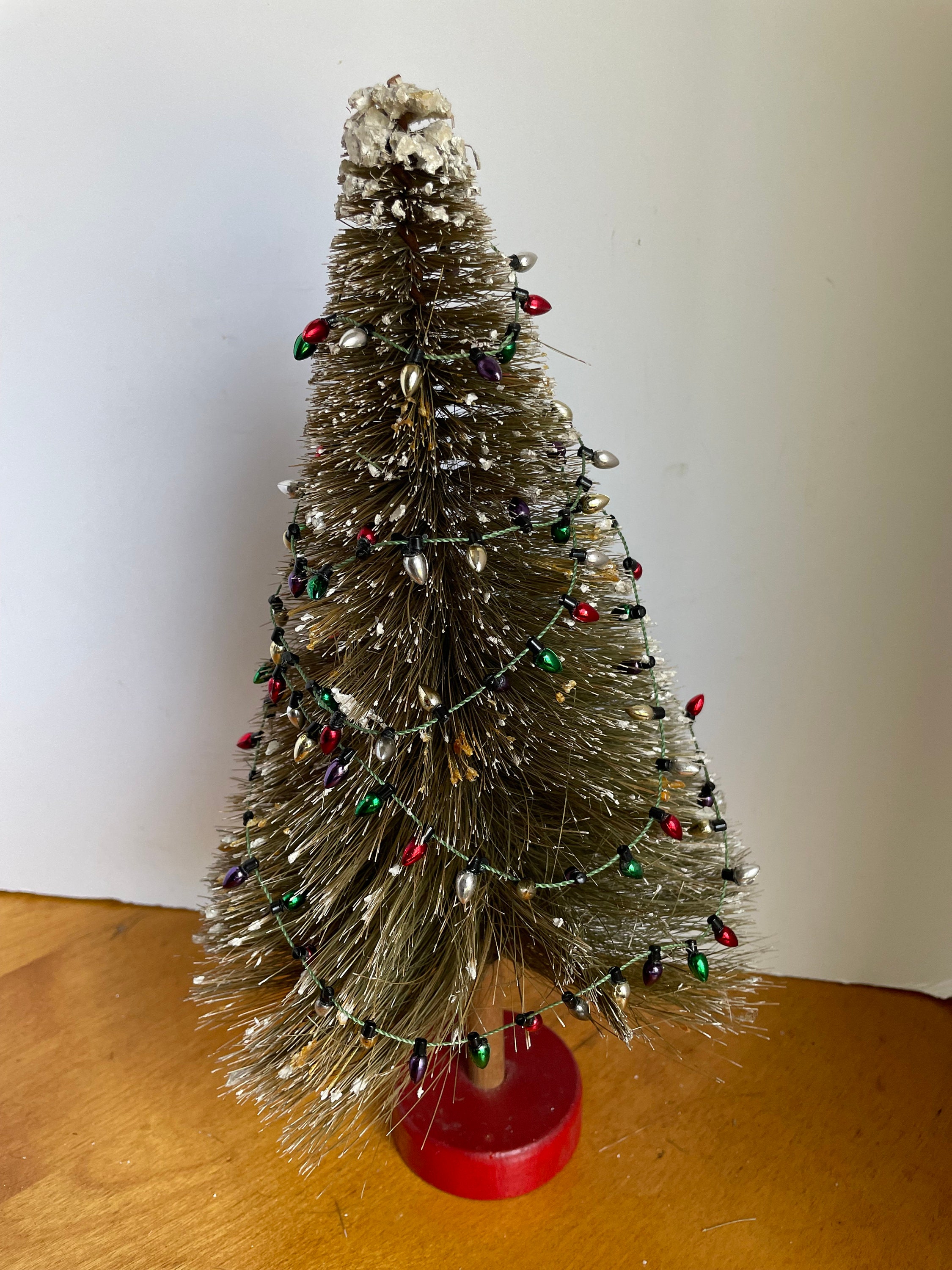Antique 12 Inch Bottle Brush Tree With Plastic Lights - Etsy