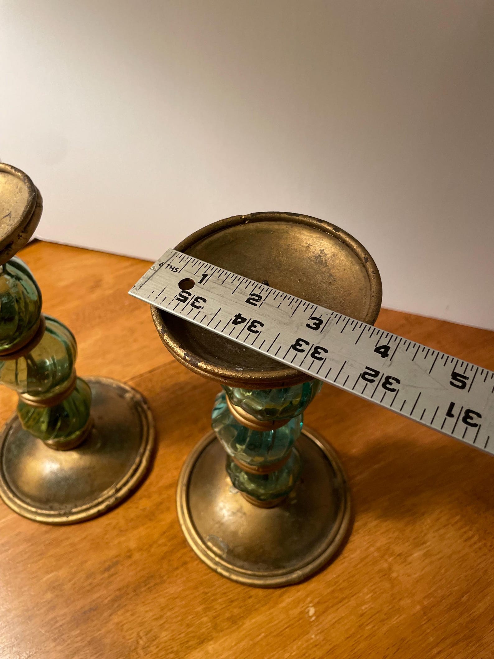 Gorgeous Set of Candlesticks From India With Blue Glass With a Brass ...