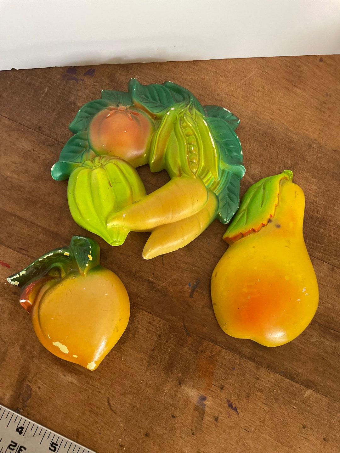 Vintage Fruit Chalkware Retro Kitchen Decor Chalkware Wall Plaques - Etsy