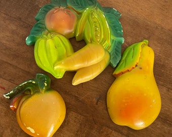 Rare Miller Studio Chalkware Fruit Wall Plaques, Miller Studio Cardinal ...