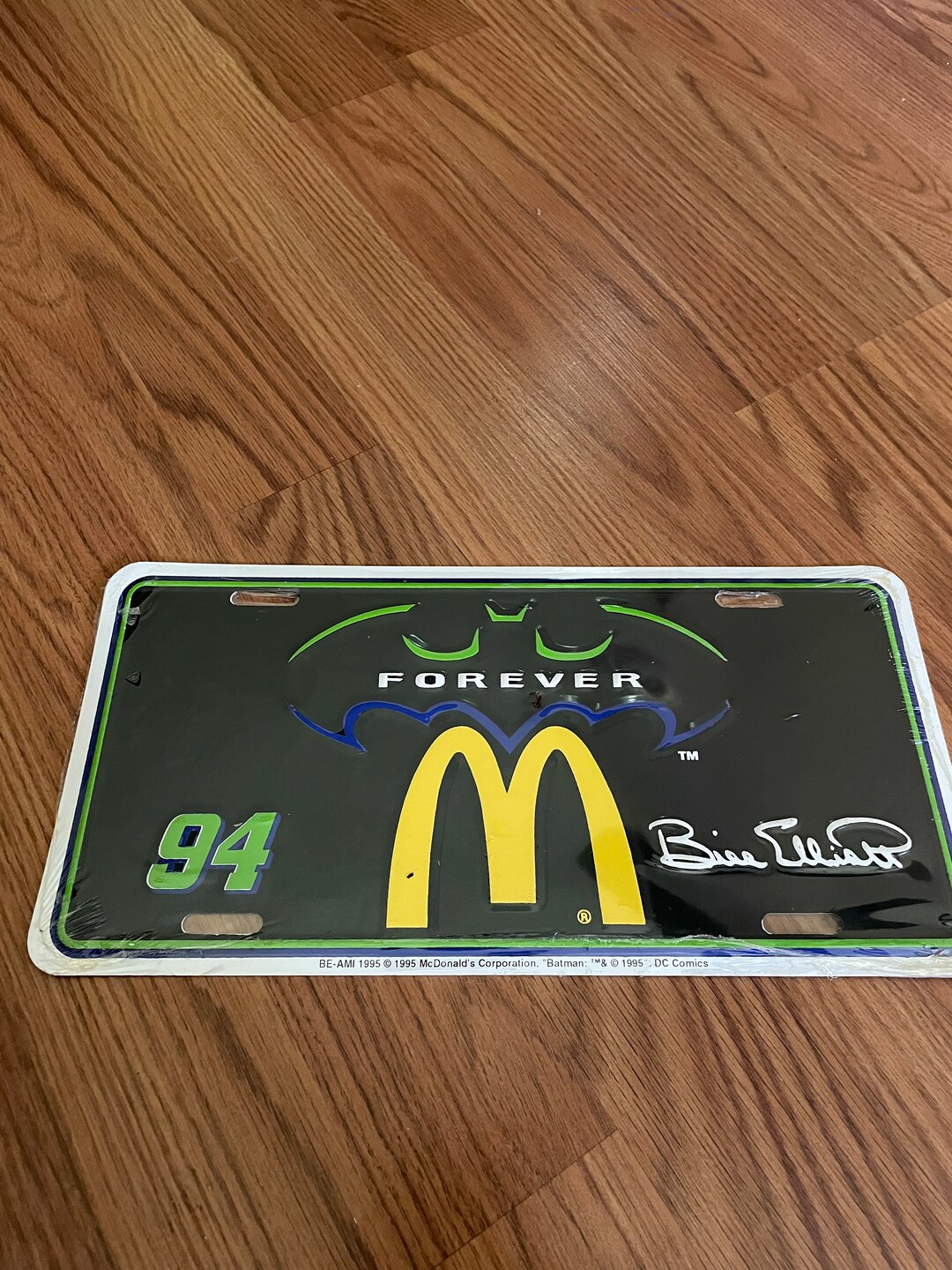Vintage Nascar Bill Elliott Batman, Forever Mcdonalds 94, License Plate ...