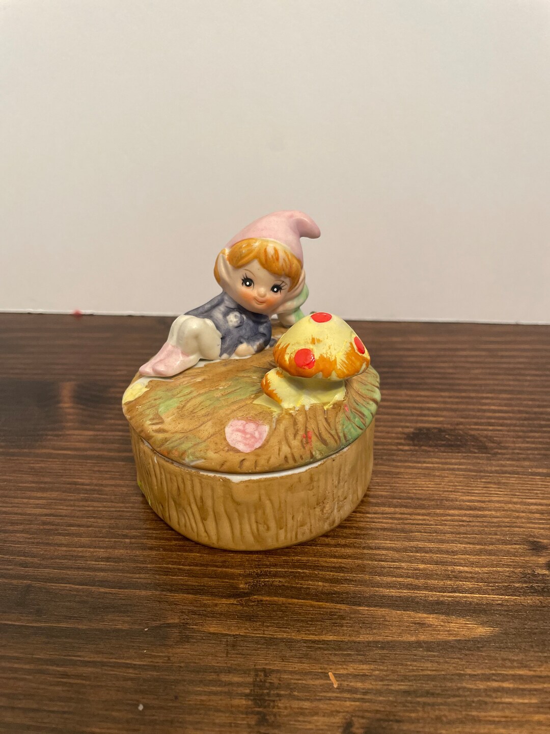 Vintage 1970s Homco Elf Gnome Mushroom Ceramic Trinket Box - Etsy