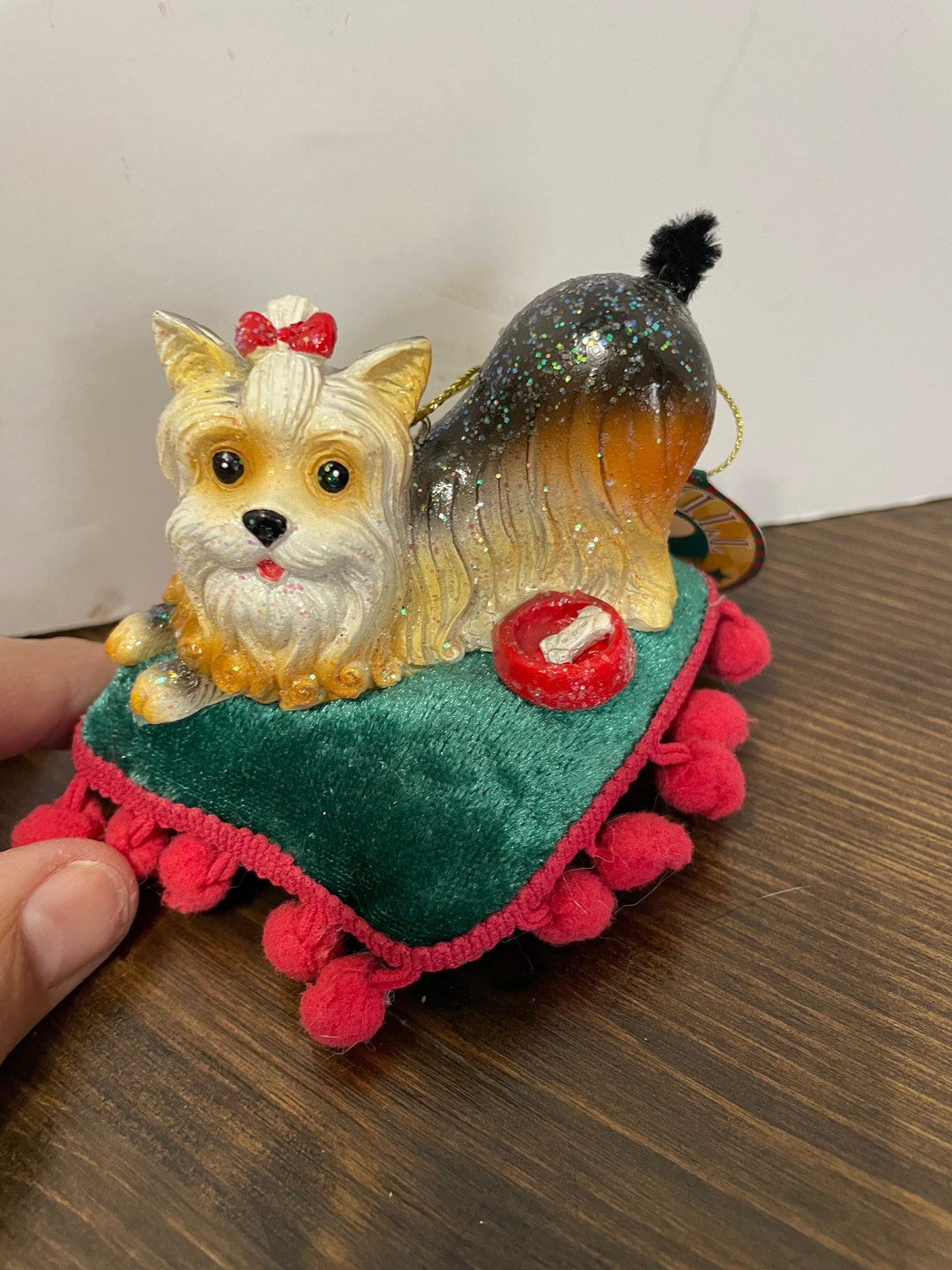 Adorable Yorkie Ornament, Yorkie With Her Fuzzy Tail and Bow in Her ...