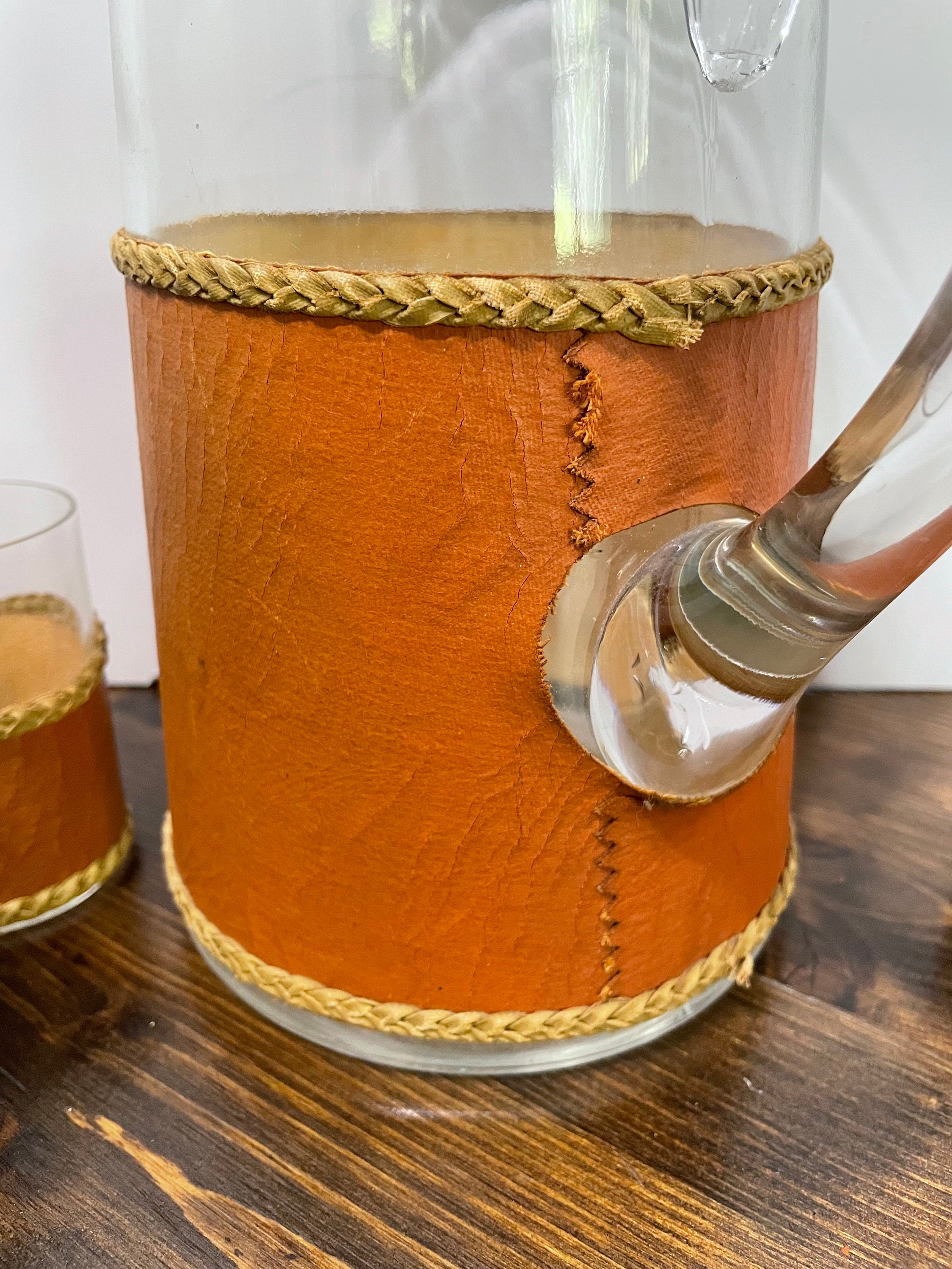 Vintage Leather Wrapped Bar Ware, Vintage Cocktail Ware, - Etsy