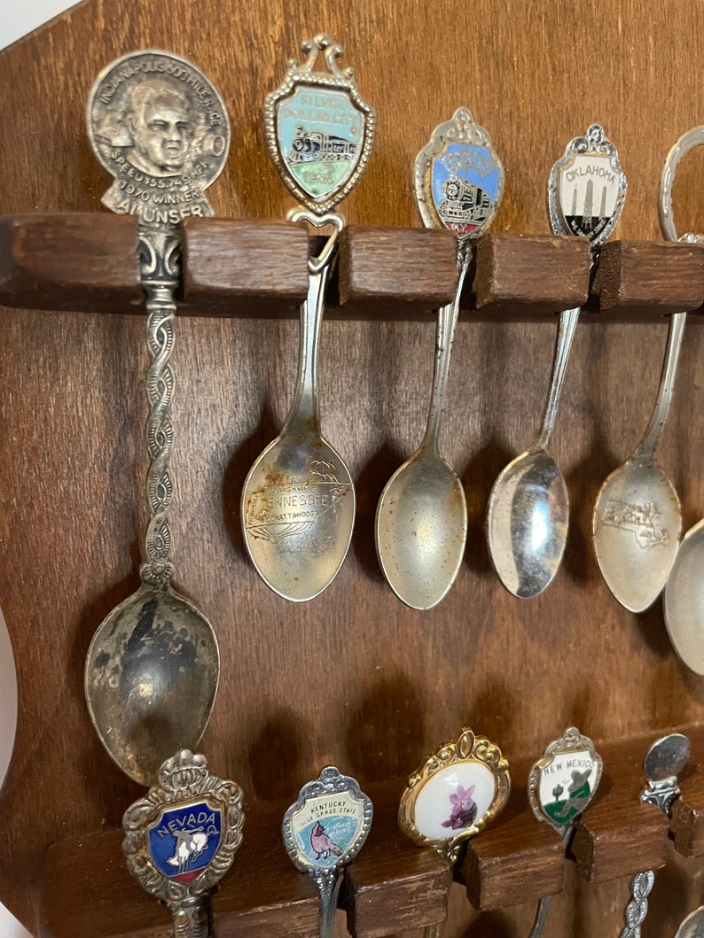 Vintage Wooden Souvenir Spoon Wall Rack Display Holder With | Etsy