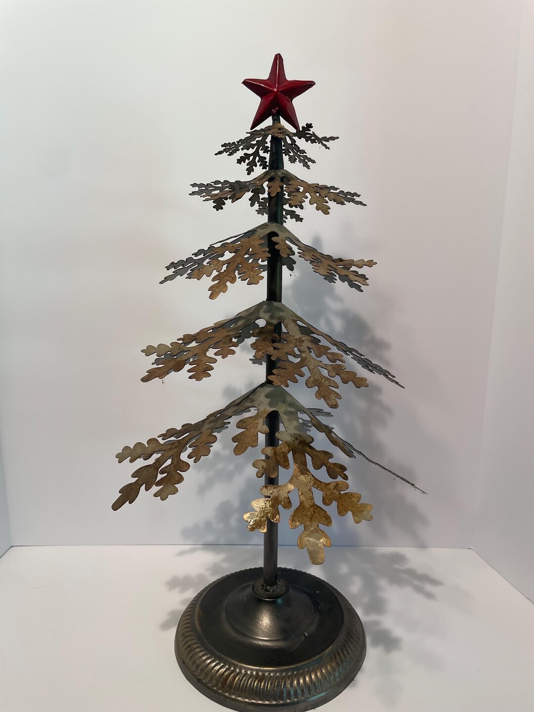 Galvanized Metal 20 Inch Tabletop Evergreen Christmas Tree With Star ...