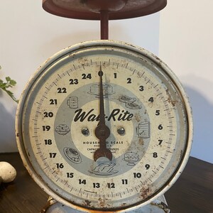 Vintage Way-rite Household Kitchen Scale 25-lb Capacity, Red and White ...