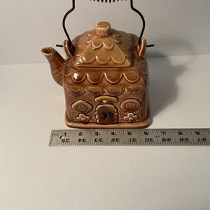 Vintage Gingerbread House Teapot With Wire Handle Made in Japan Perfect ...