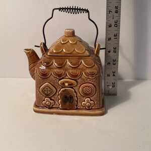 Vintage Gingerbread House Teapot With Wire Handle Made in Japan Perfect ...
