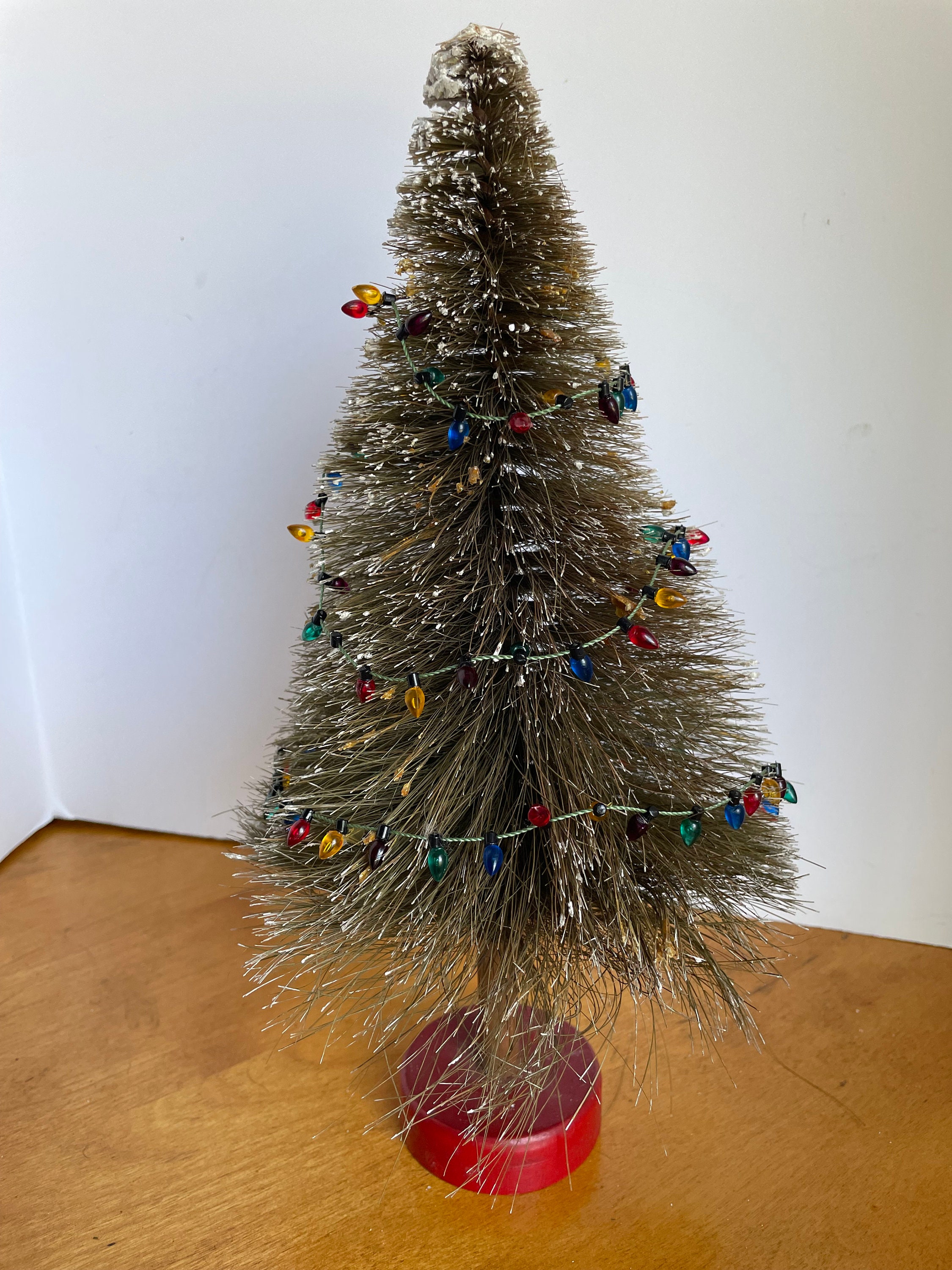 Antique 12 Inch Bottle Brush Tree With Plastic Lights - Etsy
