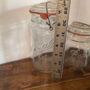 Set of 3 Vintage Ball Ideal Mason Jars With Wire Bail Clear Glass Quart ...