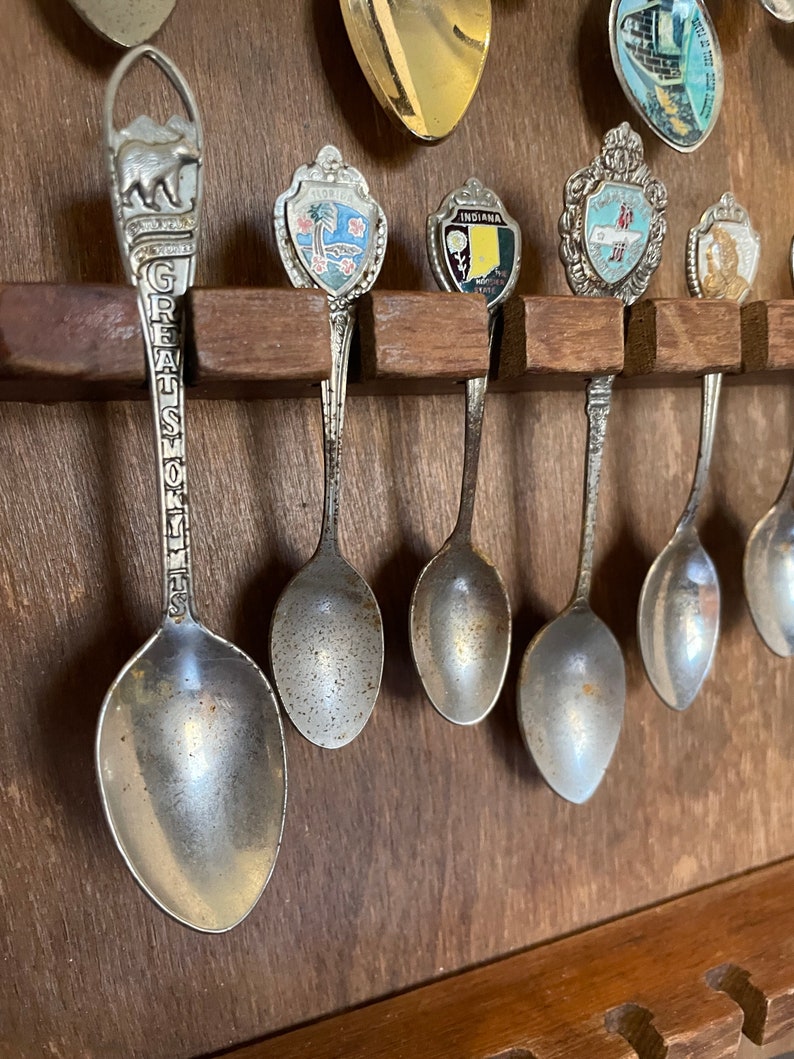 Vintage Wooden Souvenir Spoon Wall Rack Display Holder With | Etsy