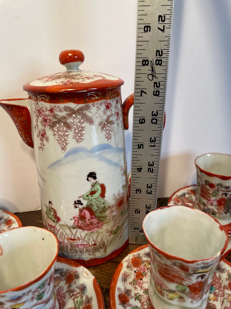 Antique Porcelain Chocolate Pot, Geisha Scene, Handpainted, Japan ...