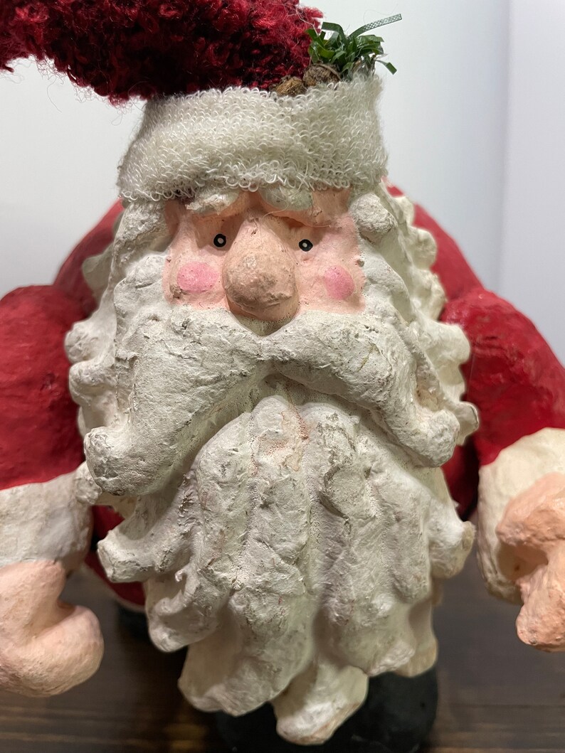 Vintage Paper Mache Sneaking Chubby Santa Claus 8 Tall - Etsy