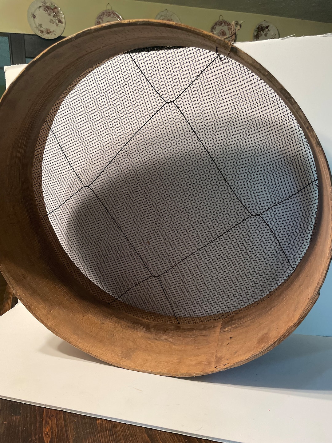 Very Large 20 Inch Vintage Wood and Wire Grain Sieve Sifter Primitive ...