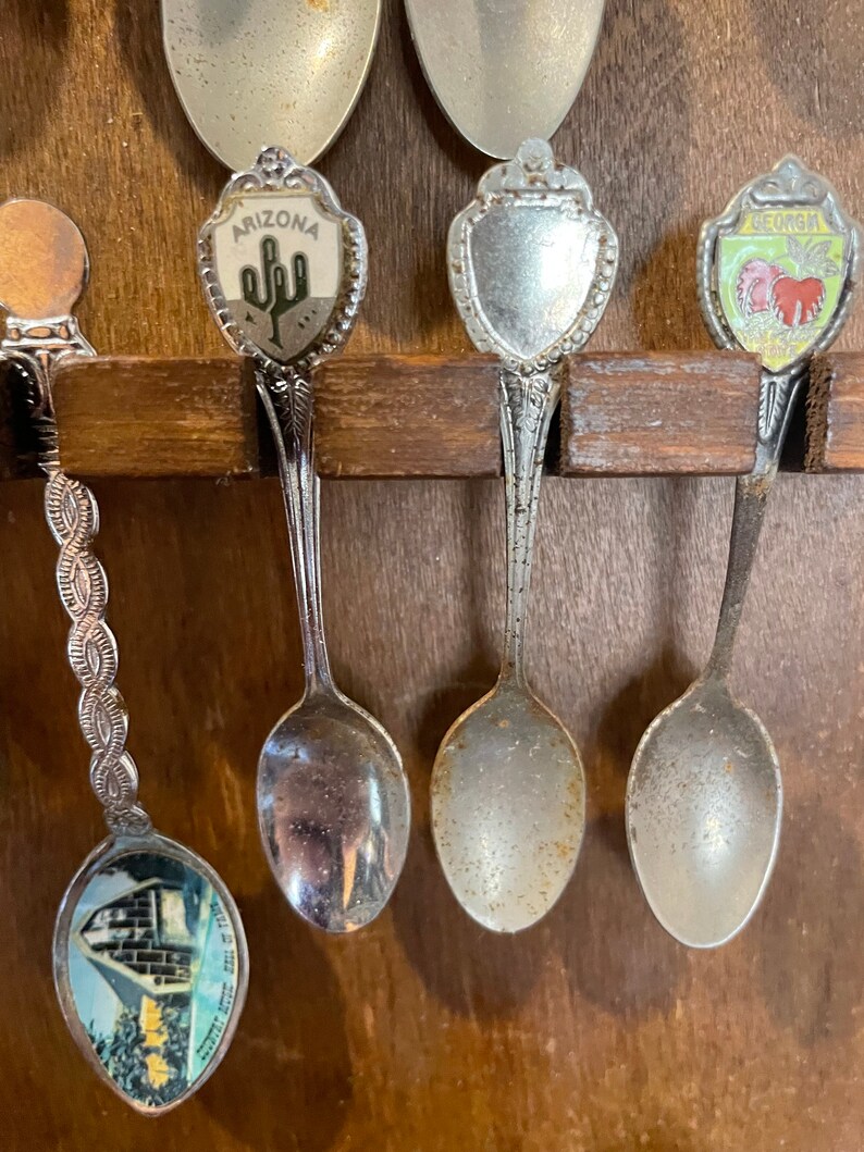 Vintage Wooden Souvenir Spoon Wall Rack Display Holder With | Etsy