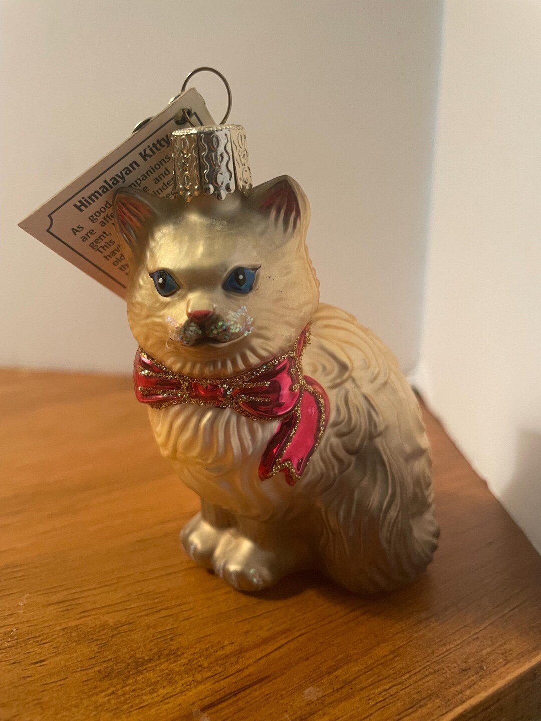 Vintage Merck Old World Christmas Himalayan Kitty Glass Ornament With ...